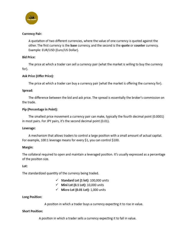 Basic Forex Trading Terminologies | PDF | Financial Markets | Private Sector
