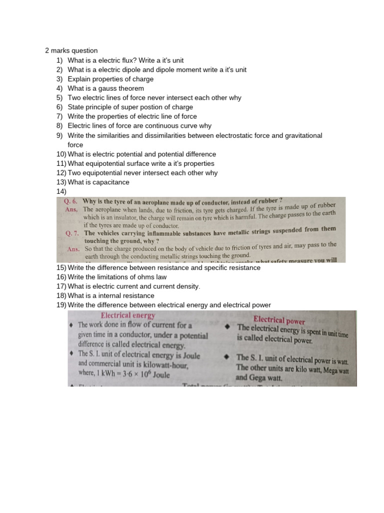 2 Marks Important Questions | PDF | Photoelectric Effect | Electrical ...
