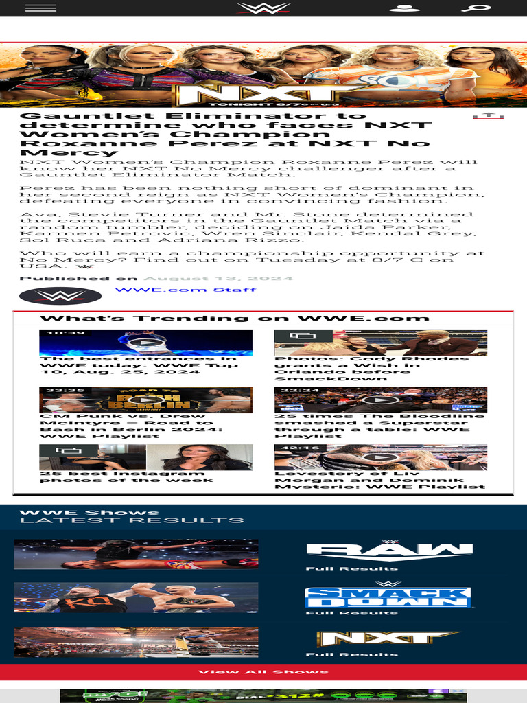 Gauntlet Eliminator To Determine Who Faces NXT Women's Champion Roxanne Perez at NXT No Mercy ...