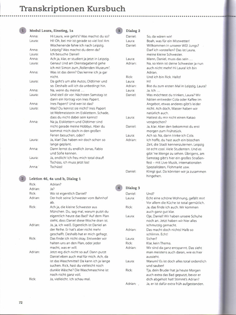 Transkriptionen Beste Freunde B1.2 | PDF