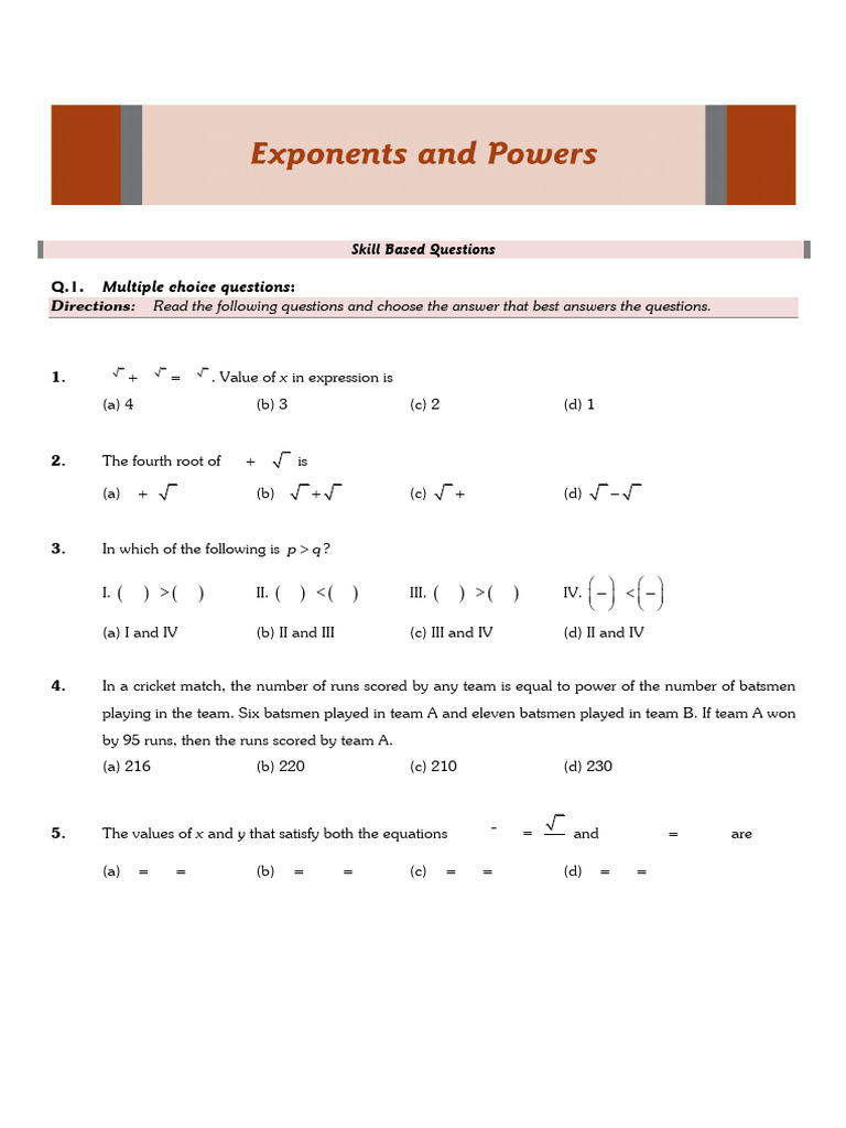 Exponents and Powers5 | PDF | Mathematical Analysis | Abstract Algebra