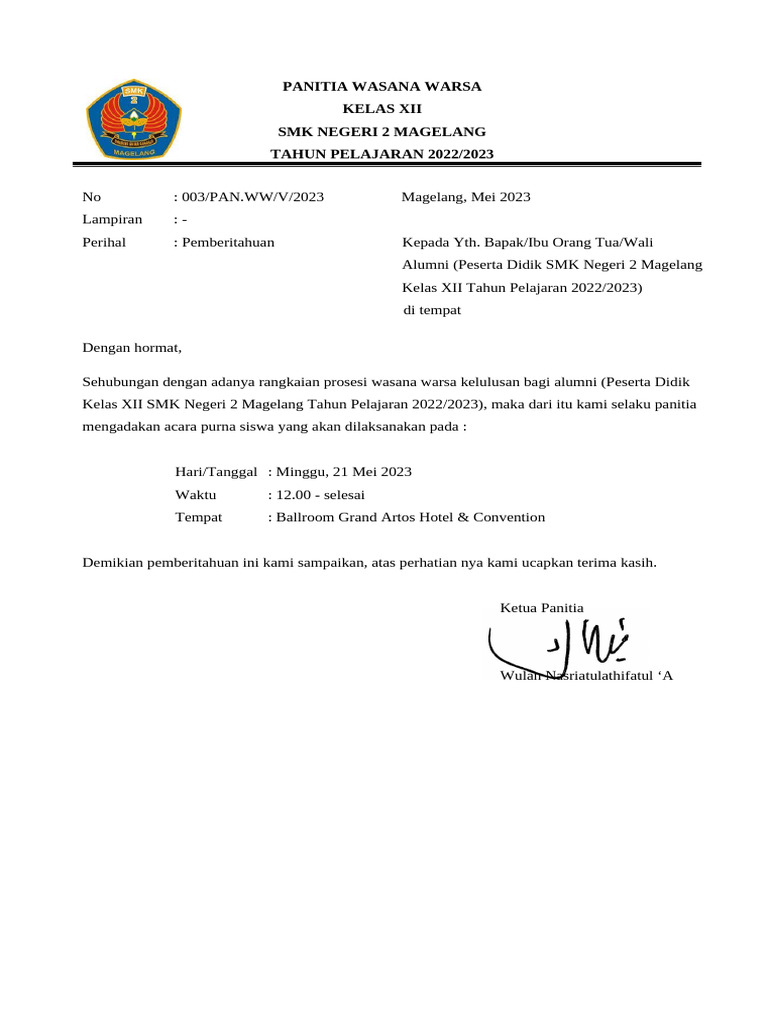 Pemberitahuan Wasana Warsa 2023 (A) | PDF