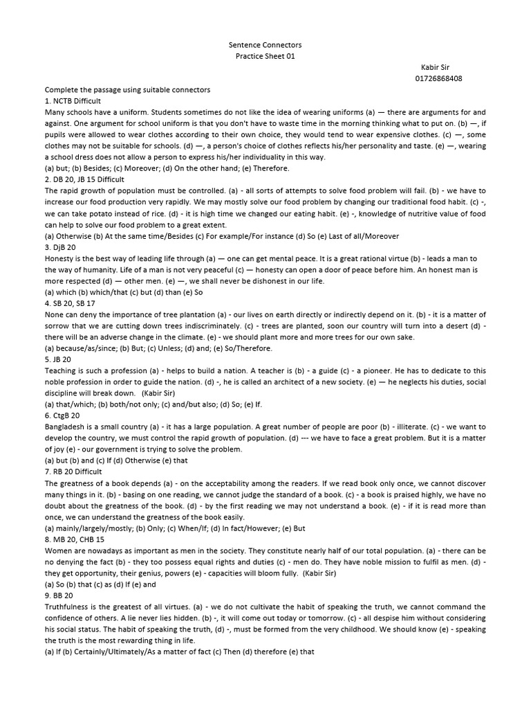 Connectors Solution Sheet 1 Sheet 2 (1-37) | PDF | Agriculture | Manure
