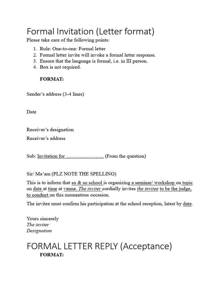 Formal Invitation Letter Formats | PDF