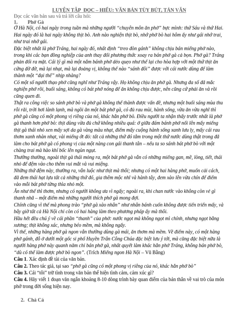 LUYỆN ĐỀ ĐH VĂN BẢN TÙY BÚT- TẢN VĂN | PDF