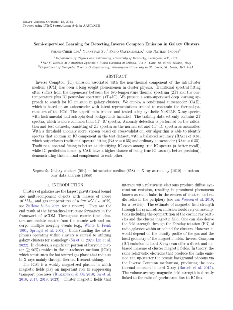 Semi Supervised Learning For Detecting Inverse Compton Emission In 7630
