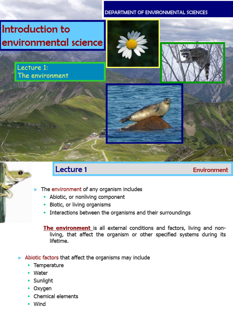 Lecture 1 Environmental Science | PDF | Atmosphere Of Earth | Natural ...