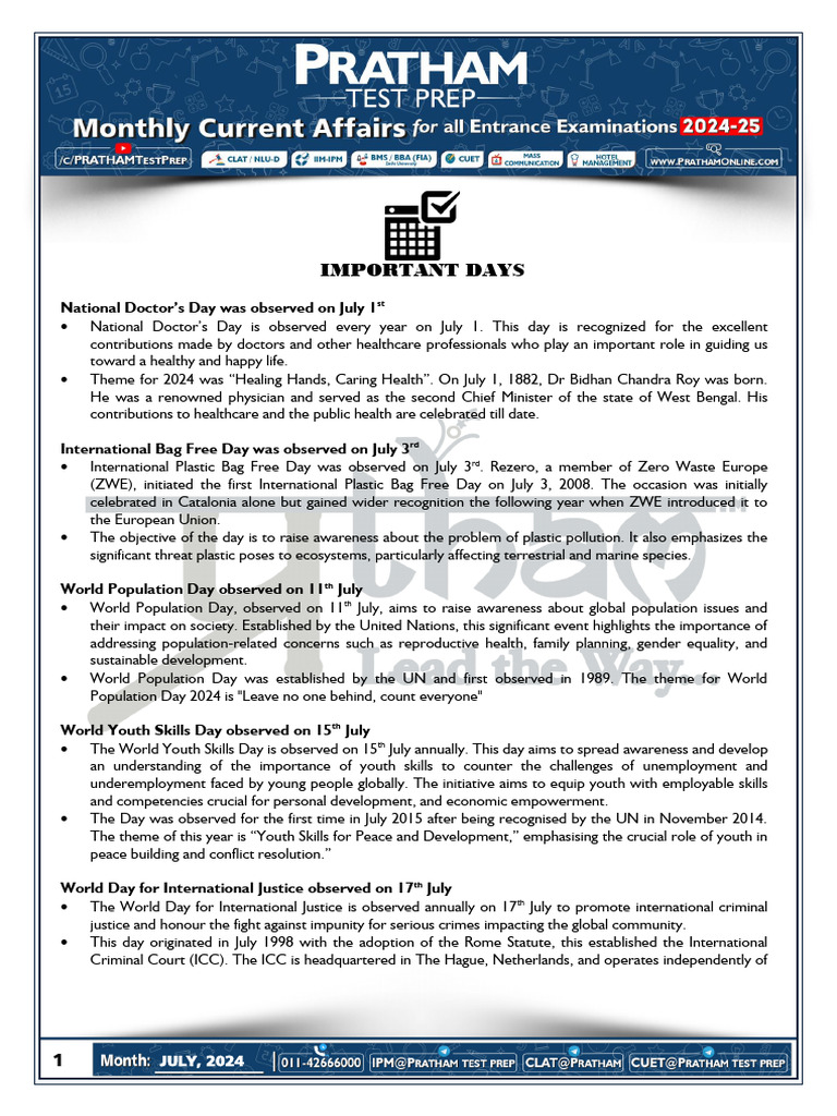 July 2024: Key Observances & Updates | PDF