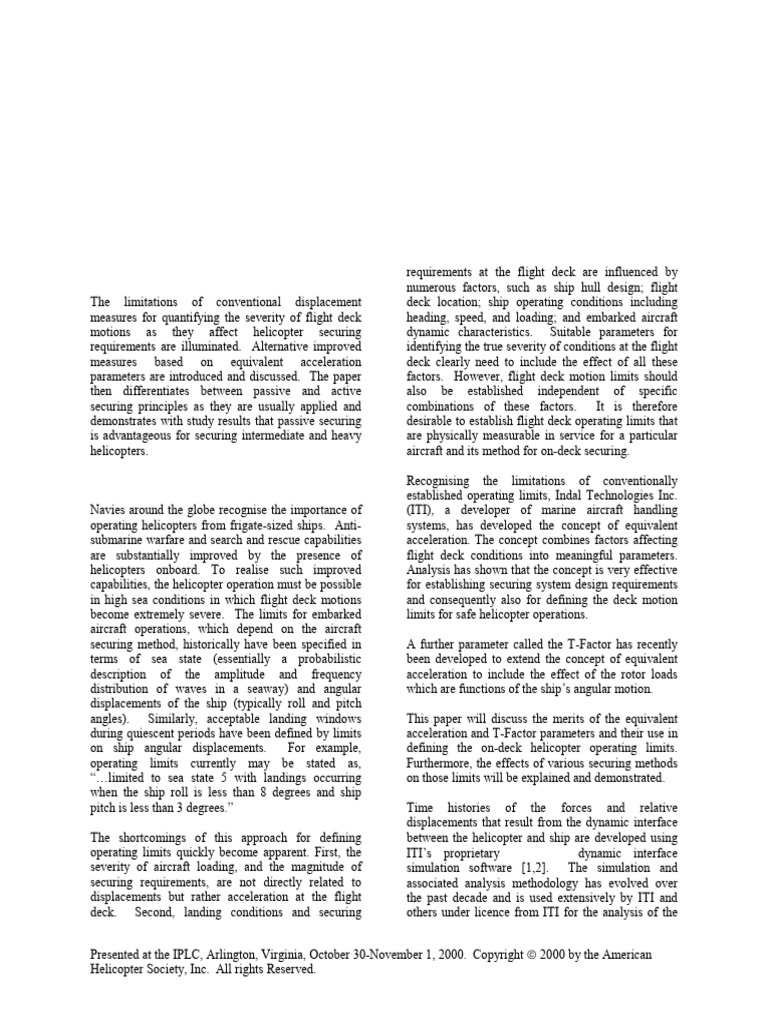 4investigation Ship Flight Deck Motion Limits White Paper | PDF | Force ...