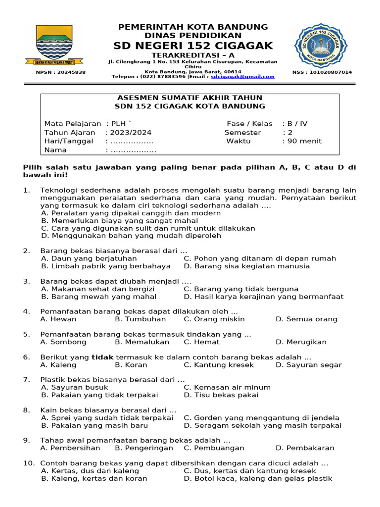 Soal Asat 2023 2024 | PDF