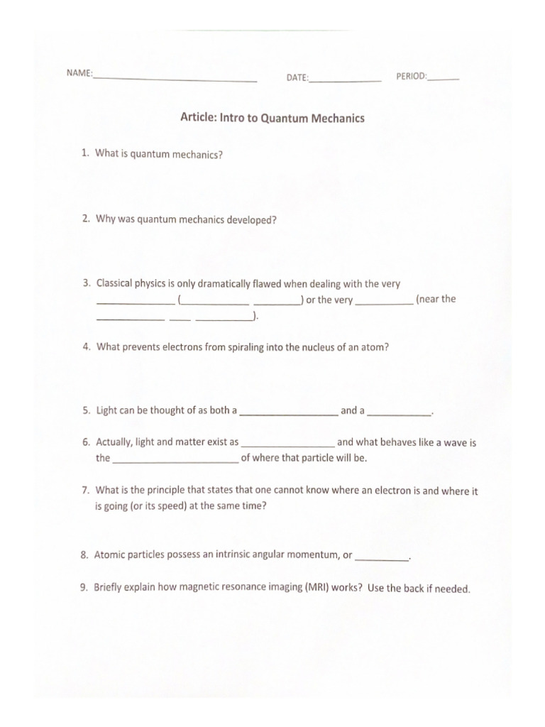 Article_intro To Quantum Questions | PDF