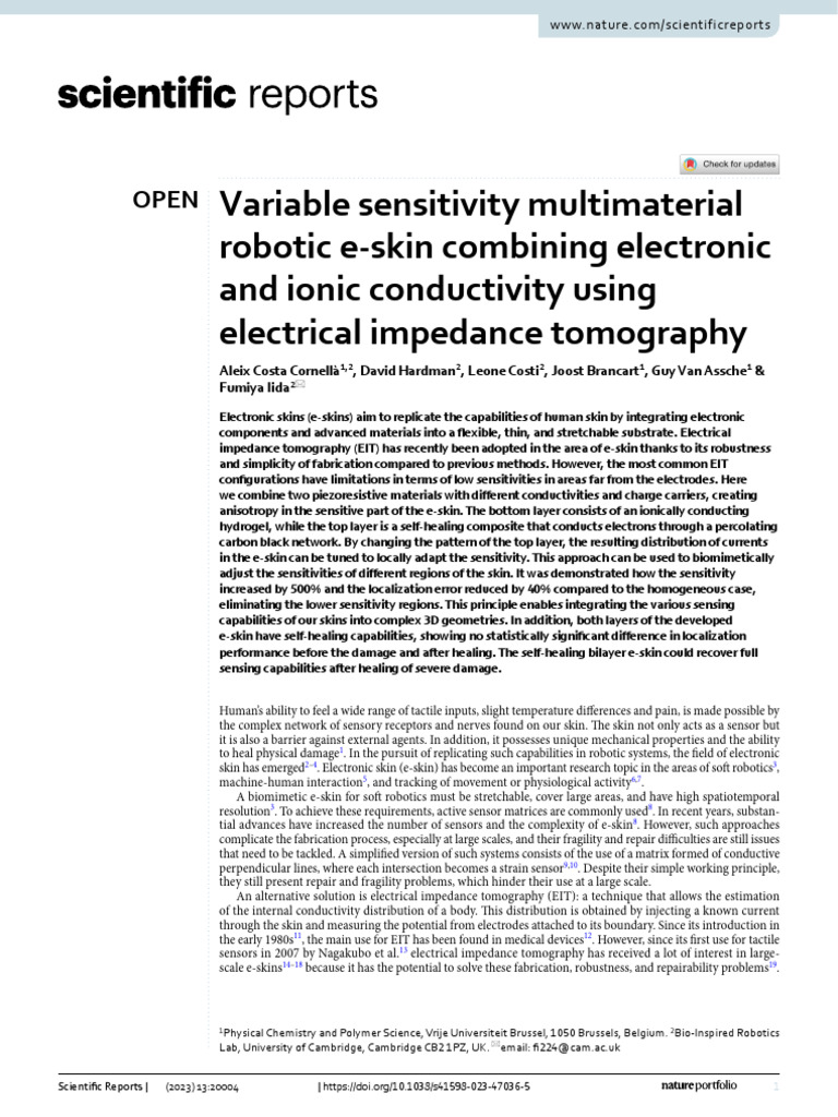 Variable Sensitivity Multimaterial Robotic E-Skin Combining Electronic ...