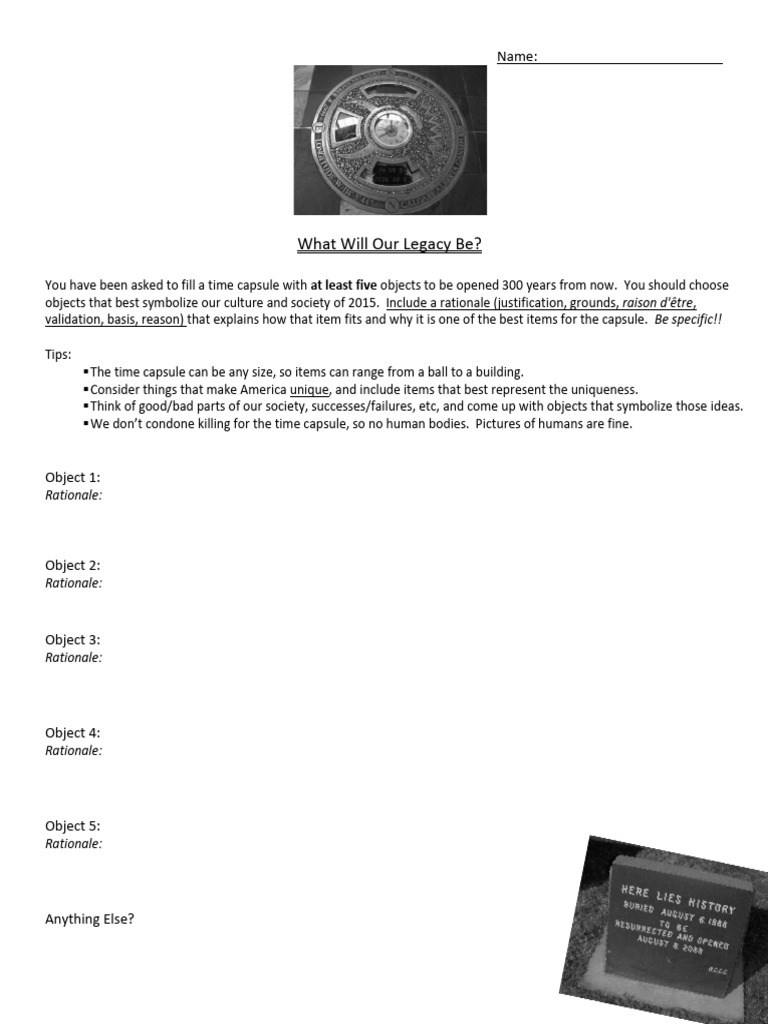 Time Capsule Assignment Guidelines | PDF