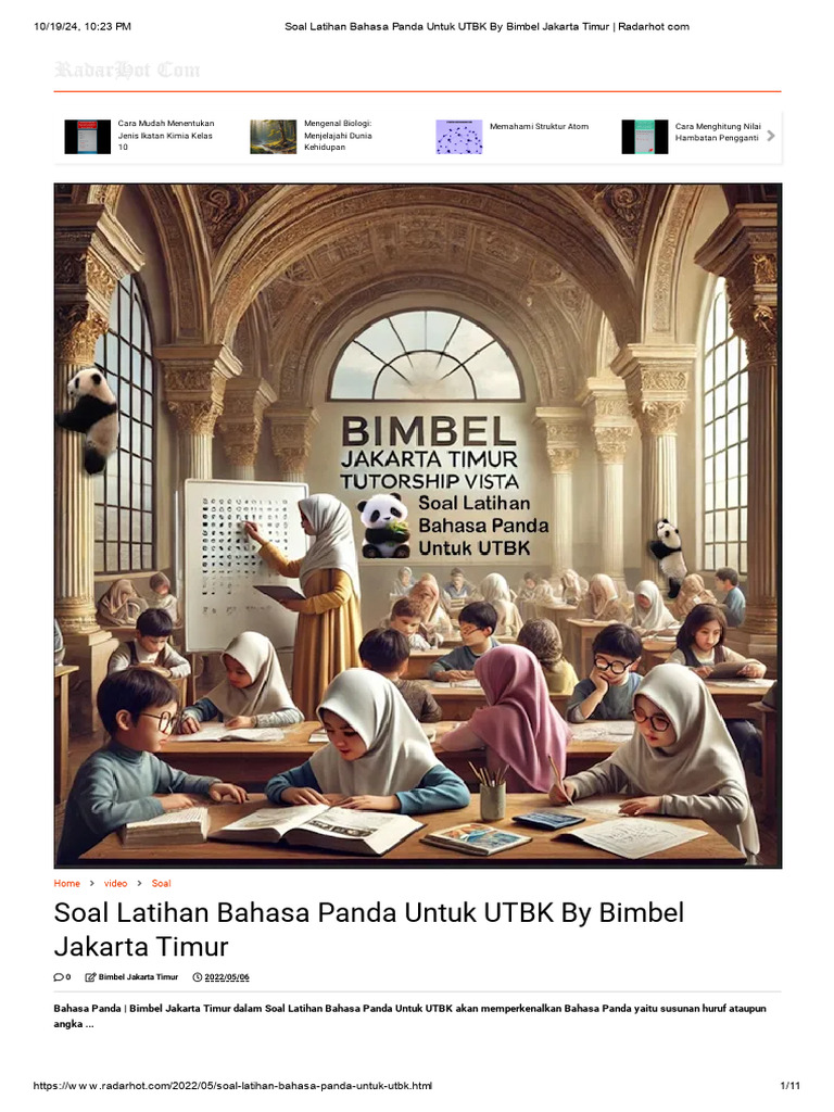 Soal Bahasa Panda untuk UTBK | PDF | Kajian Bahasa Asing | Metode ...