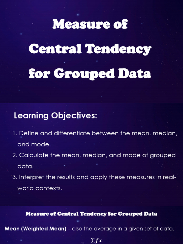 Lesson-4.-Measure-of-Central-Tendency-for-Grouped-Data | PDF | Mean ...