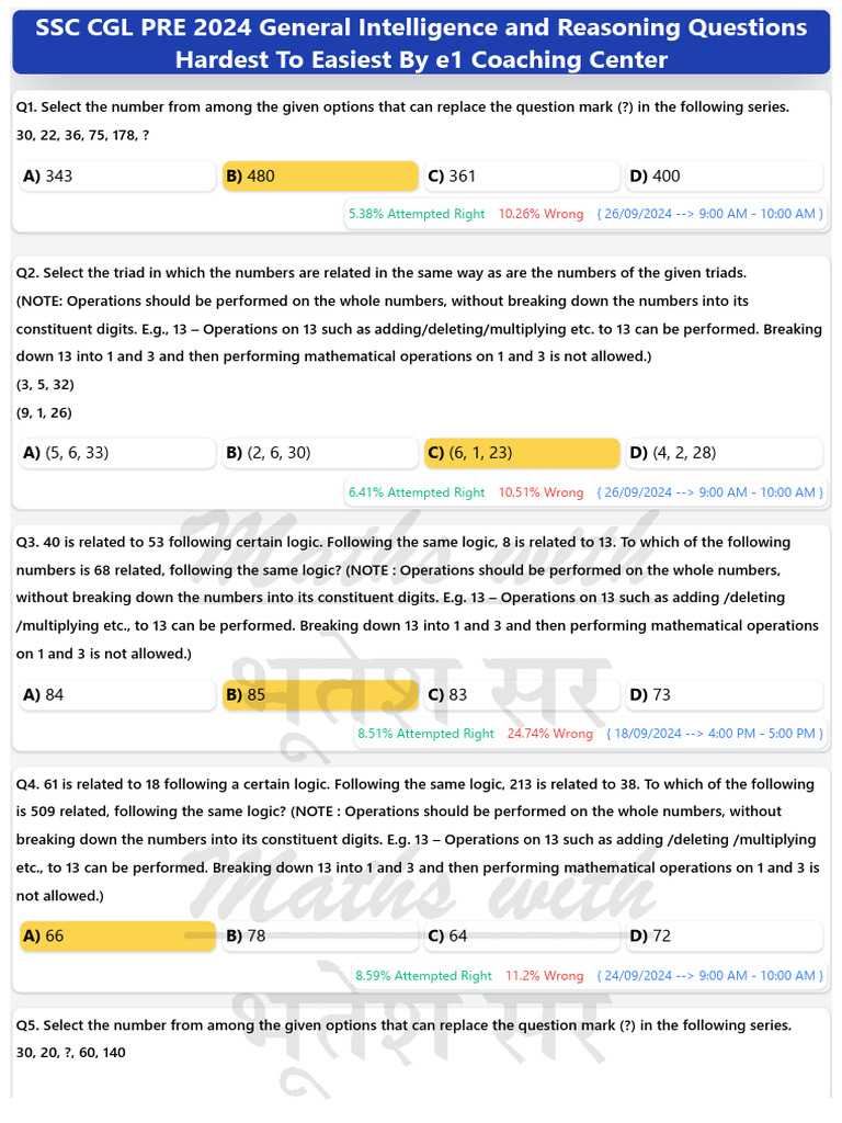 SSC CGL 2024 Reasoning Questions | PDF | English Language | Consonant