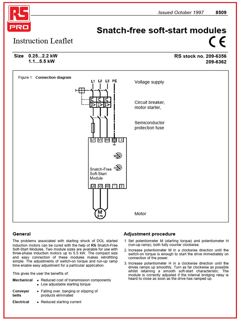 RS Softstarter V8509 - A700000007746354 | PDF | Electric Motor | Electromagnetic Interference