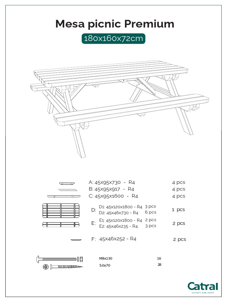 Picnic Table Assembly Parts List | PDF