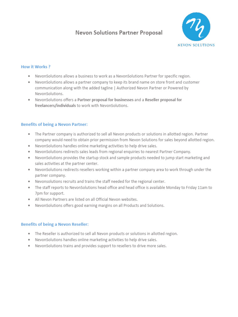 Nevon-Solutions-Partner-Proposal-2021-1 | PDF | Business