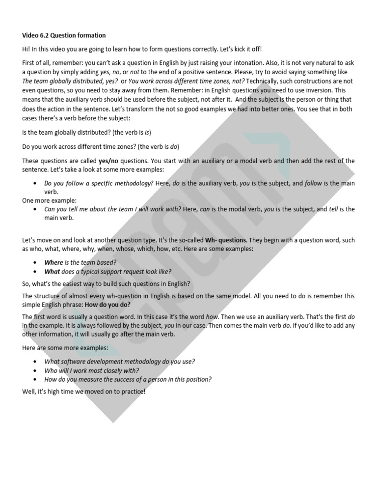 Forming Questions in English | PDF | Question | Verb