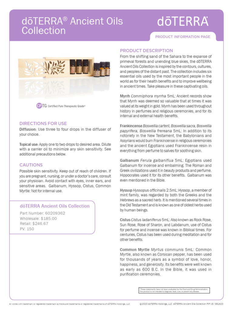 dōTERRA Ancient Oils Overview | PDF | Essential Oil