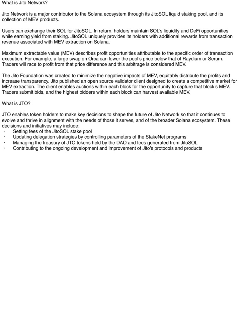 Jito (JTO) | PDF | Finance & Money Management