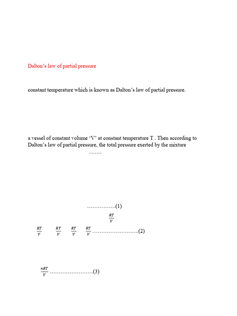 Understanding Dalton's Law of Partial Pressure | PDF | Gases | Pressure
