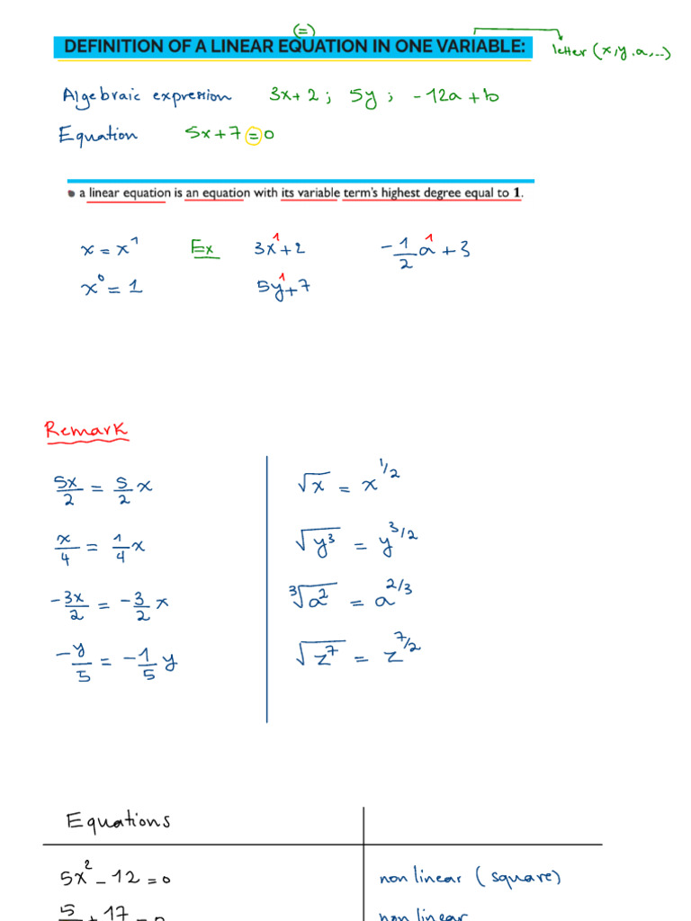 Linear equations- part 1 | PDF