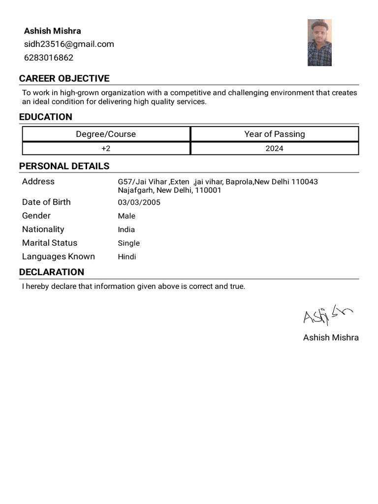 Ashish Mishra - Resume Overview | PDF | Career & Growth