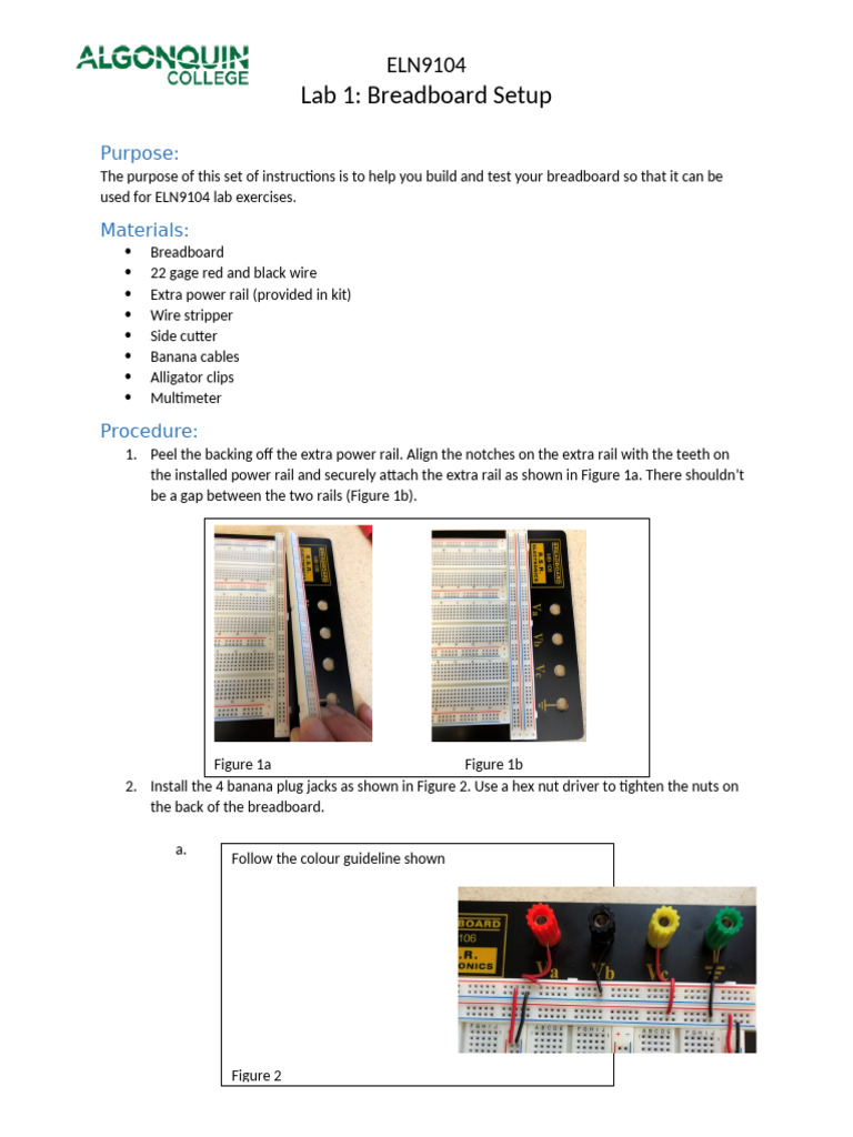Lab 1 - Bread board setup_v3 | PDF | Electricity | Manufactured Goods