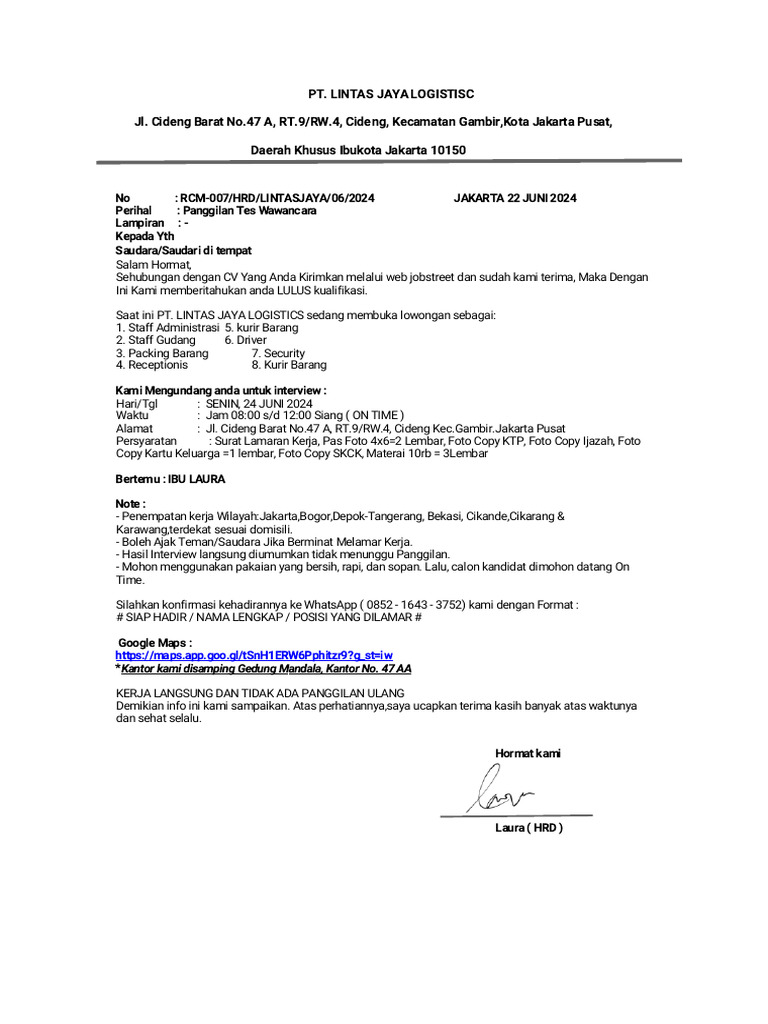 Undangan Interview | PDF