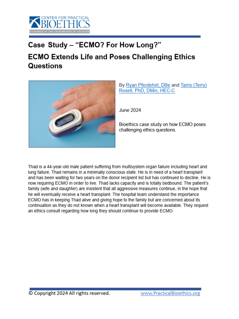 2024 06 Case Study ECMO and Ethics | PDF | Wellness