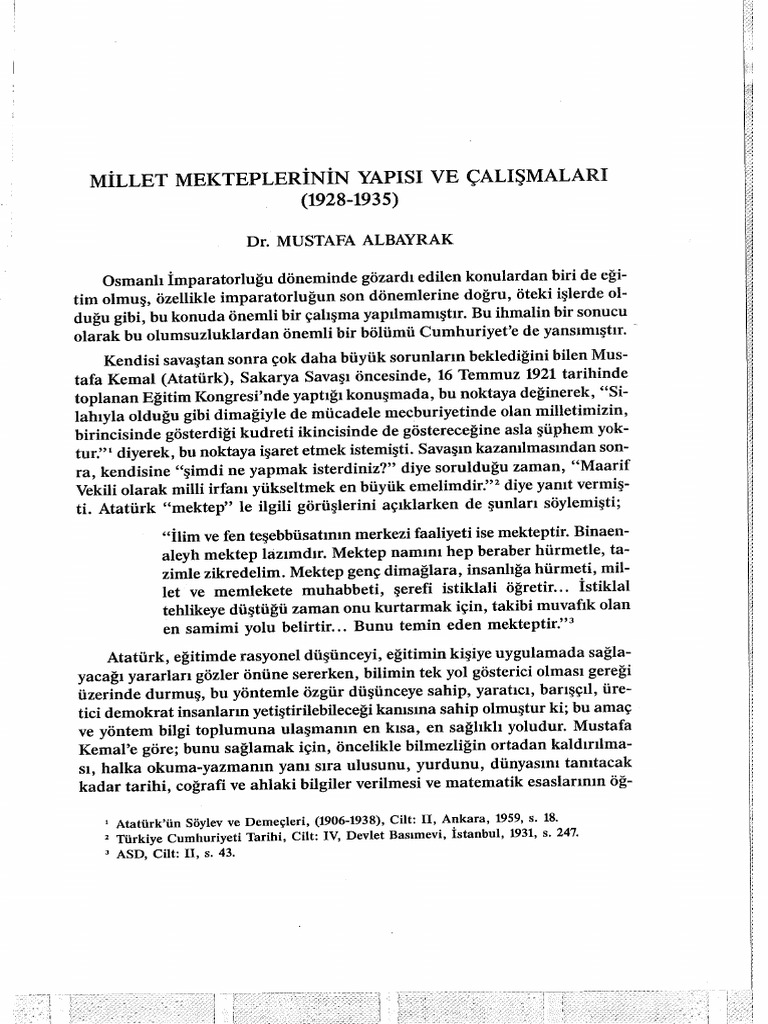 Millet Mekteplerinin Yapısı Ve Çalışmaları, Makale Atatürk Araştıme ...