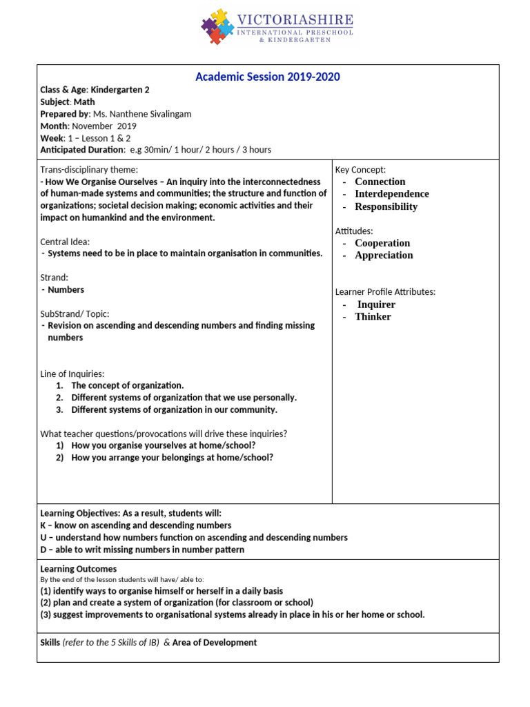 Lesson 1 & 2 - MATH (K2) | PDF | Teachers | Learning