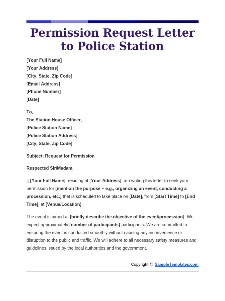 Police Permission Request Template | PDF