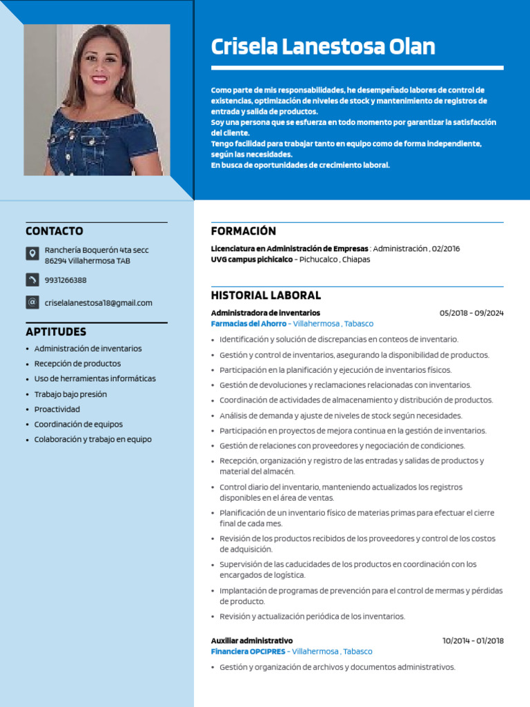 CV Crisela Lanestosa Olan 9.40am 09-10-24 | PDF | Farmacia | Informática