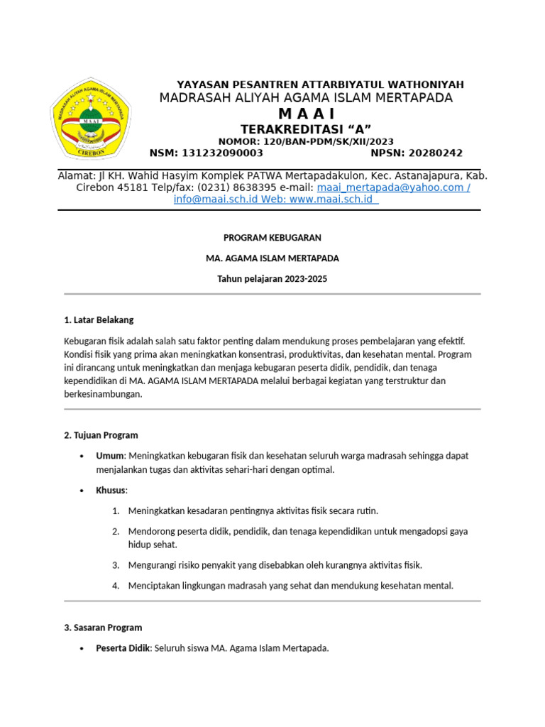 14.1. Program Kebugaran | PDF