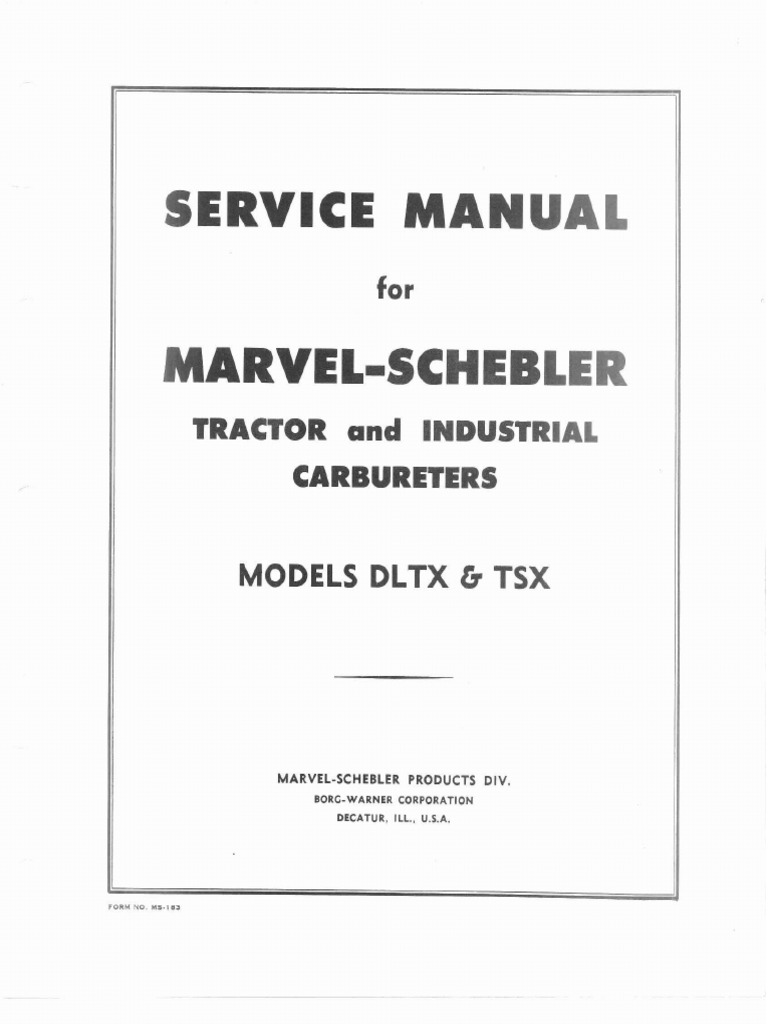 Marvel-Schelberg Service Manual TSX DLTX | PDF | Carburetor | Throttle