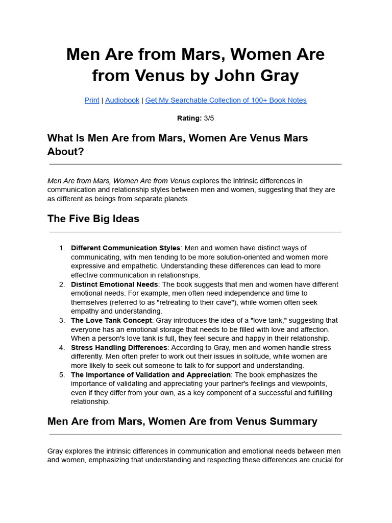 Mars vs Venus: Gender Communication | PDF | Empathy | Love