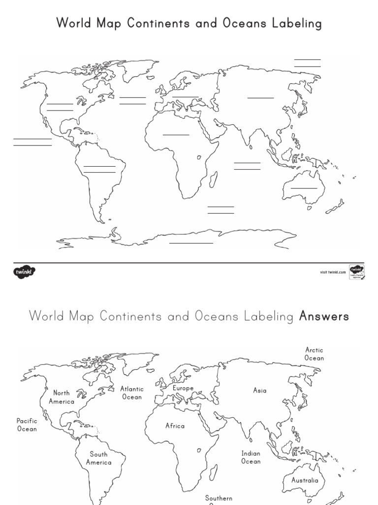 Geography Labelling The Continents and Oceans | PDF