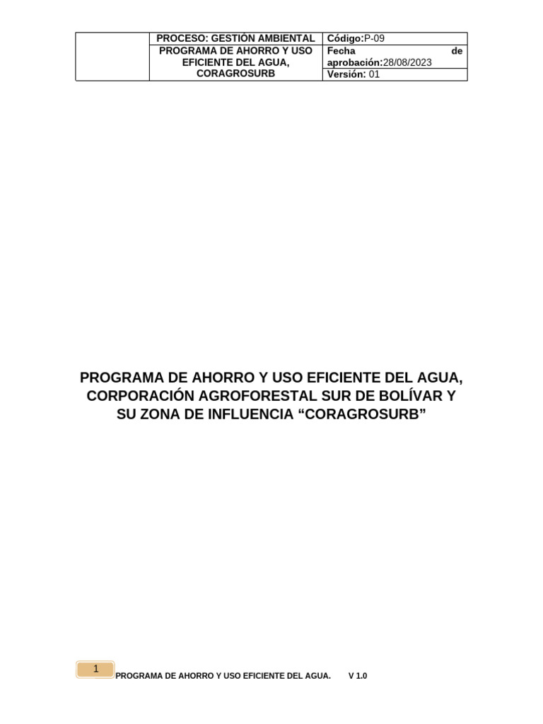 Programa de Ahorro y Uso Eficiente Del Agua | PDF | Agua | Desarrollo sostenible