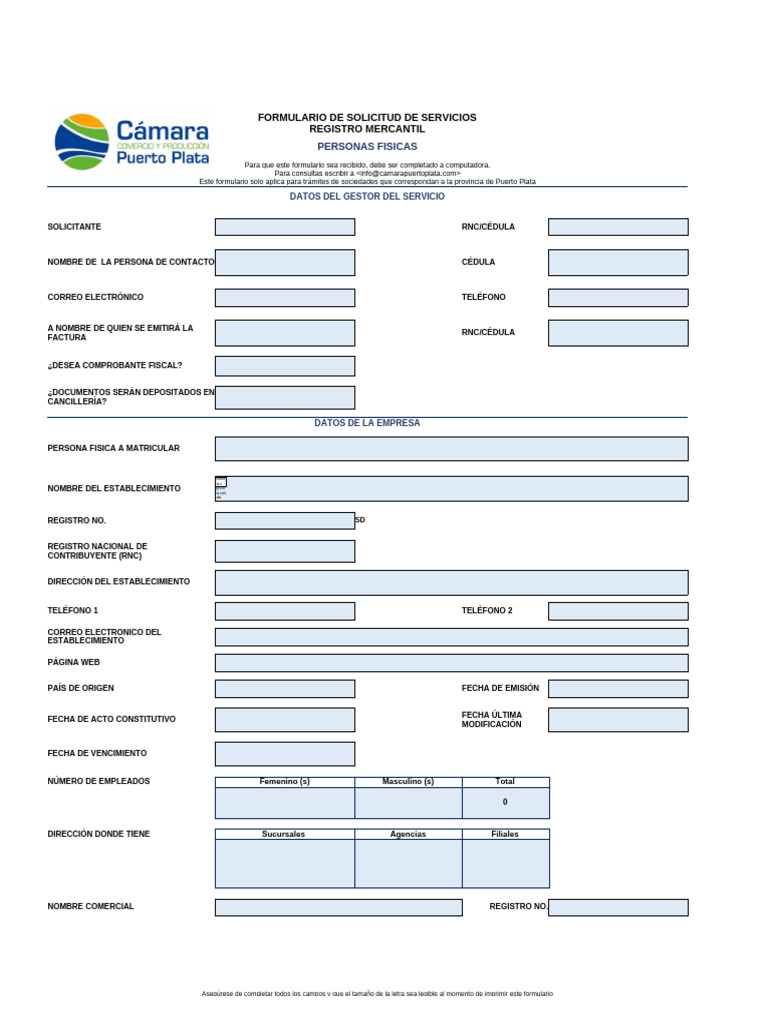 Formulario de Solicitud de Servicios | PDF