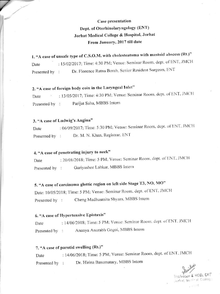 Case Presentation, ENT | PDF