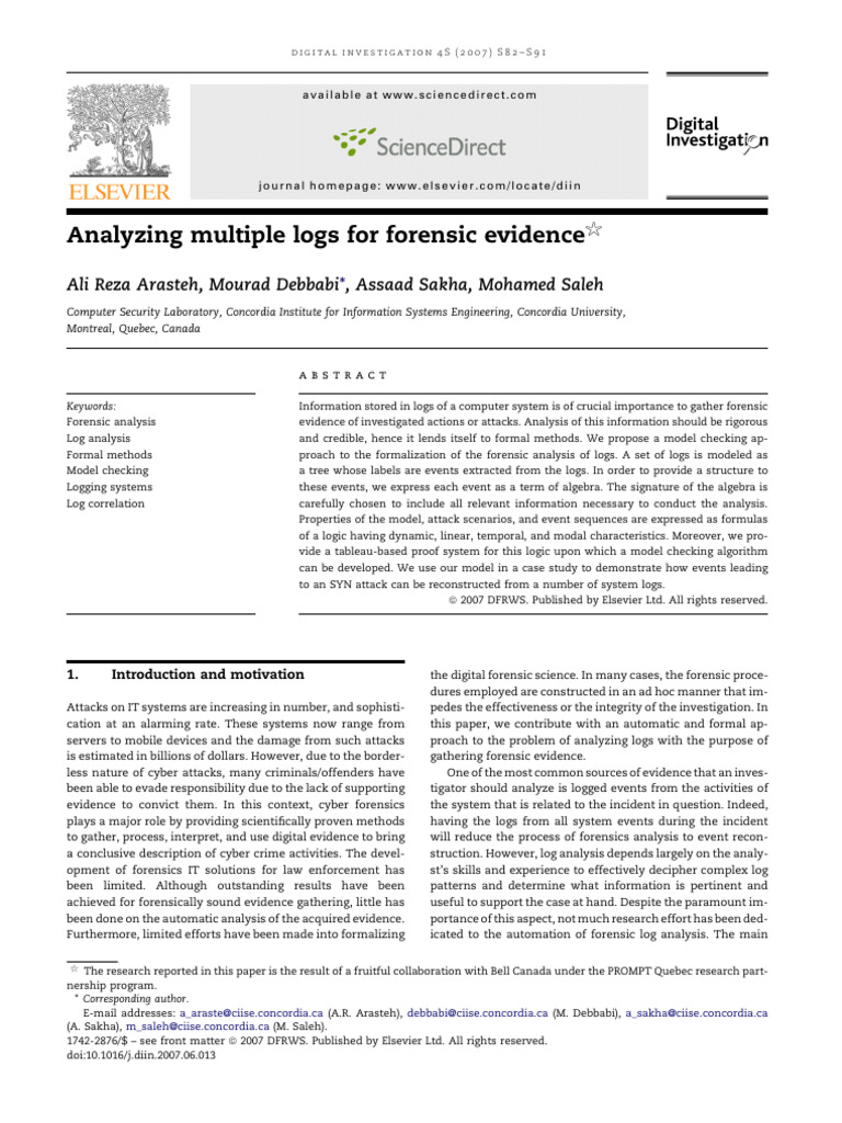 Analyzing Multiple Logs For Forensic Evidence | PDF | Mathematical ...