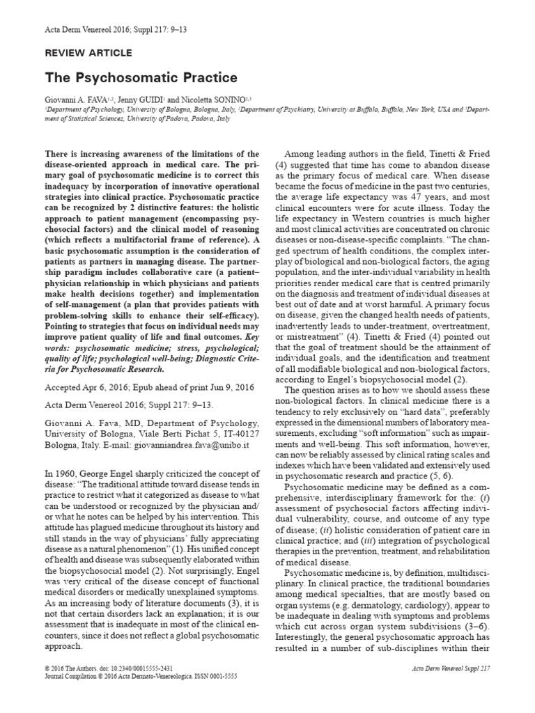 The Psychosomatic Practice Act Ferm Venereo 2016 | PDF | Mental ...