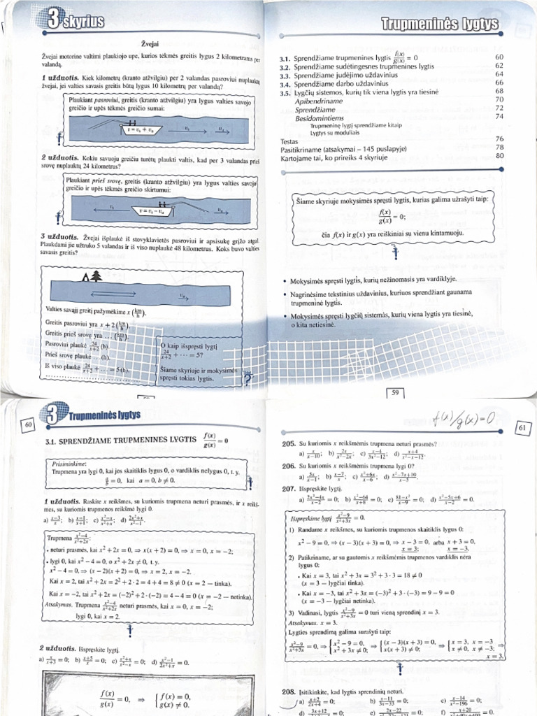Matematikos Uždavinynas. 10.1.3. Trupmeninės Lygtys | PDF