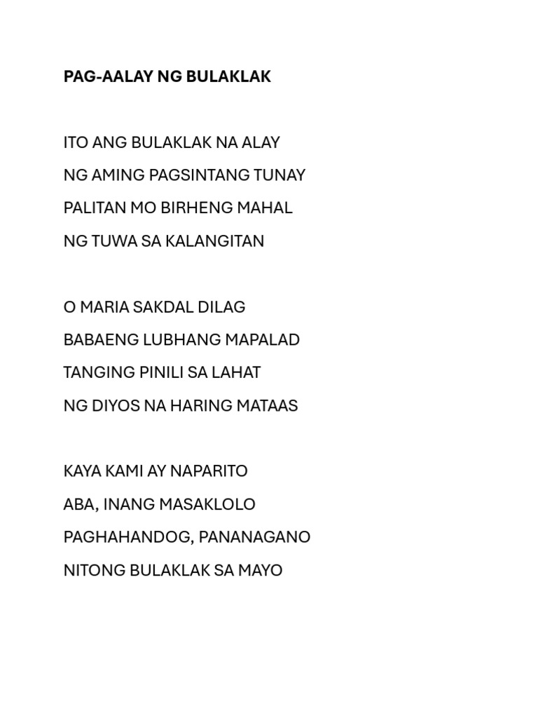 Pag-Aalay NG Bulaklak | PDF