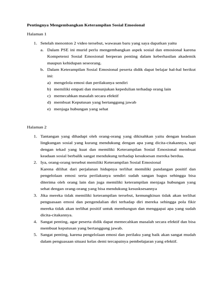 Pentingnya Mengembangkan Keterampilan Sosial Emosional | PDF