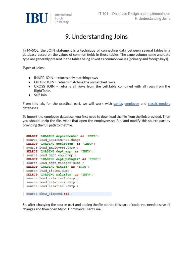 9. Understanding JOINS- lab | PDF | Data | Sql 9. Understanding JOINS- lab | PDF | Data | Sql