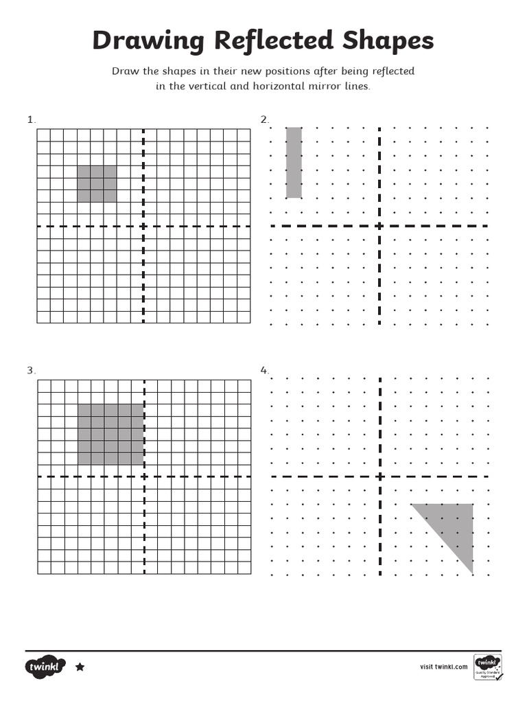 Drawing Reflected Shapes in Four Quadrants Activity Sheets | PDF